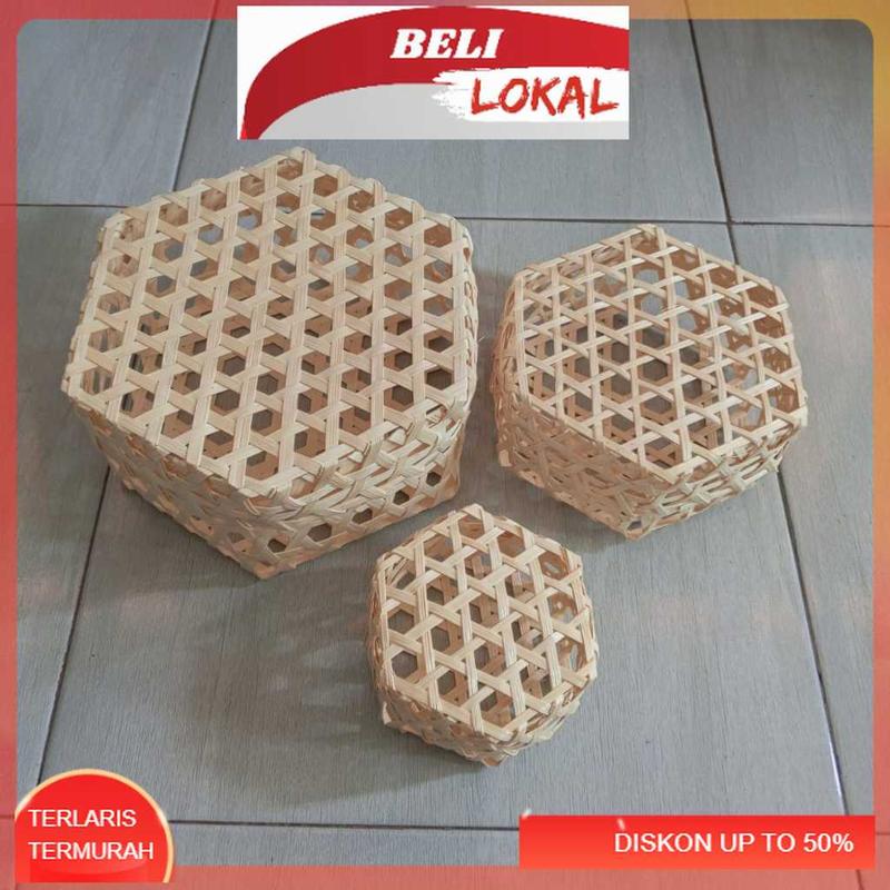 ANYAMAN KERAJINAN TANGAN keranjang bambu anyaman hexagonal besek - Shop ...