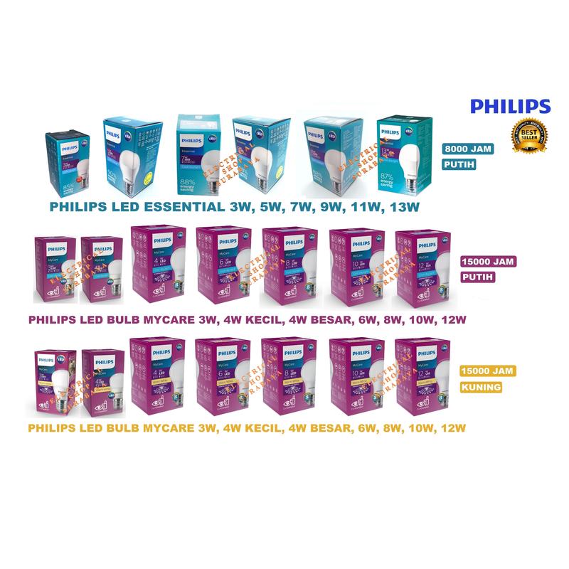 PAKET PER DUS (12 PCS) LAMPU LED PHILIPS 3 W - 13 WATT ESSENTIAL - Shop ...