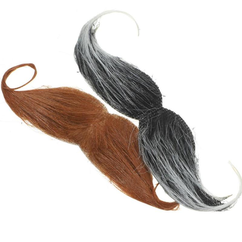 2x Fake Mustache Self Adhesive False Facial Hair Costume Accessory ...