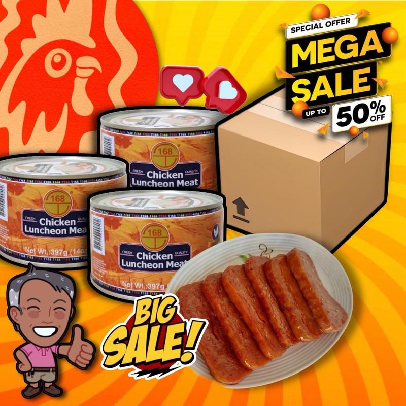 168 Chicken Luncheon Meat Per Box 397g x 24Cans - TikTok Shop Philippines