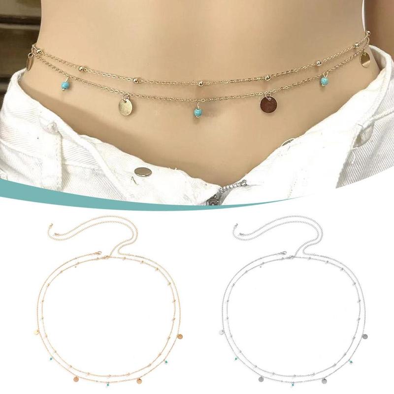 Simple Tassel Sequins Waist Chain Women Double Layer Body Chain ...