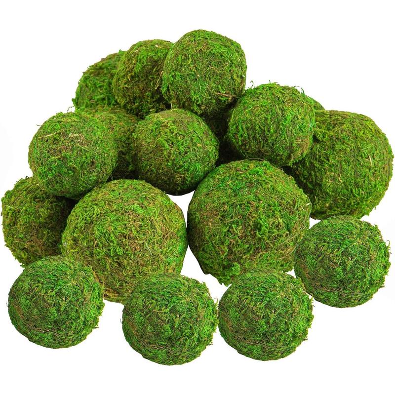 18 Pack Decorative Faux Dried Moss Balls- 6 count 3.1" Artificial Green ...