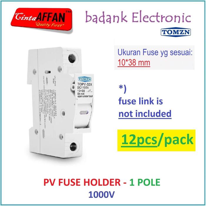 Jual 12pcs/pack - TOMZN DC PV Fuse Holder 1P 1000V for Fuse Size 10 ...
