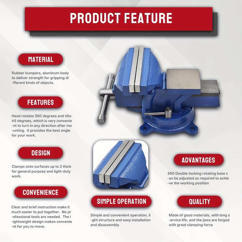 4 Inch Bench Vise with Anvil 360 Swivel Locking Base Table Top Clamp ...