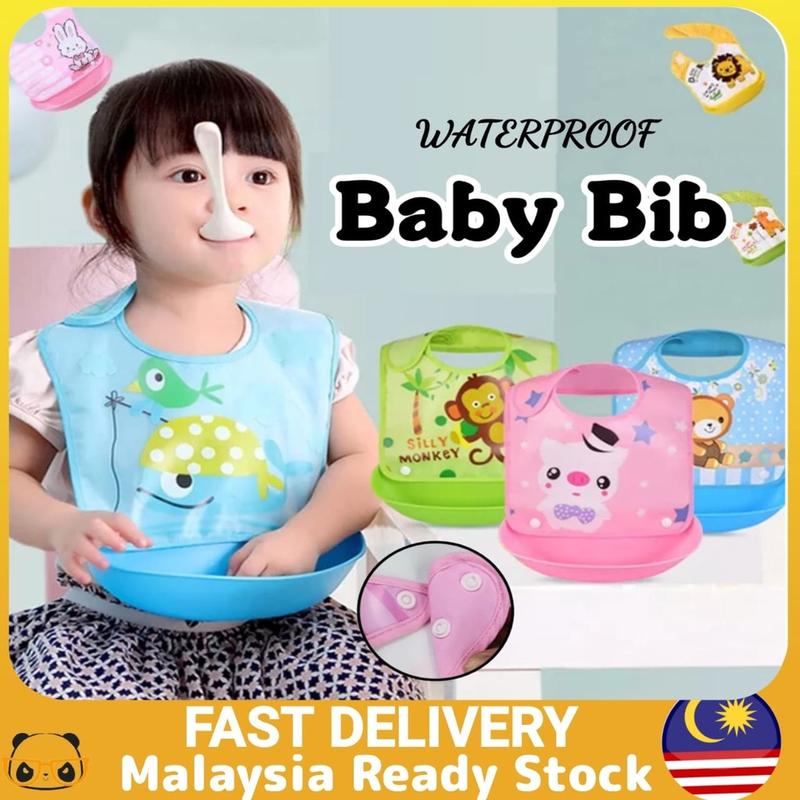 Bib Kalis Air Bayi Baby Waterproof Silicone Bibs Adjustable Soft ...