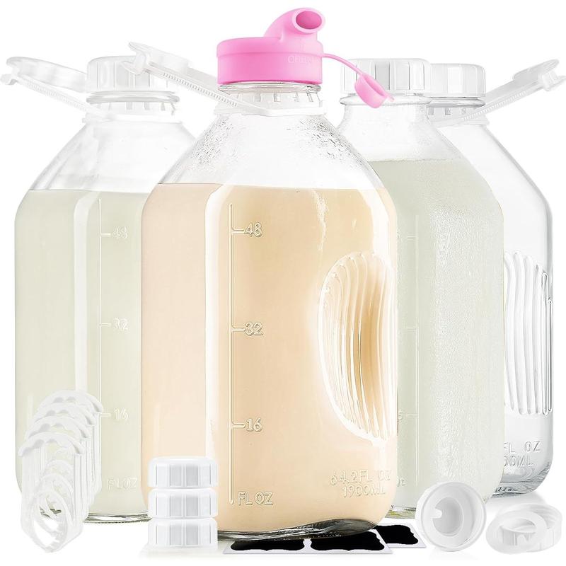 1/2 Gallon Heavy Duty Glass Milk Jug - 2 Quarts, 0.5 Gallon, 64 Fluid ...