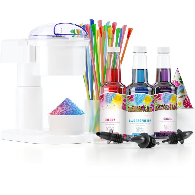 S700 -Friendly Snow Cone Machine Kit with 3-16oz. Syrup Flavors: Cherry ...