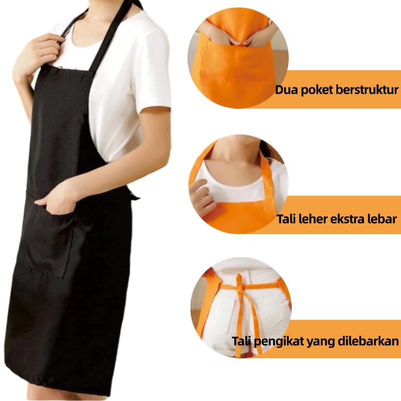 Apron Dapur Kalis Air Jenis Gantung Leher, , 2 Poket, Sesua - TikTok ...