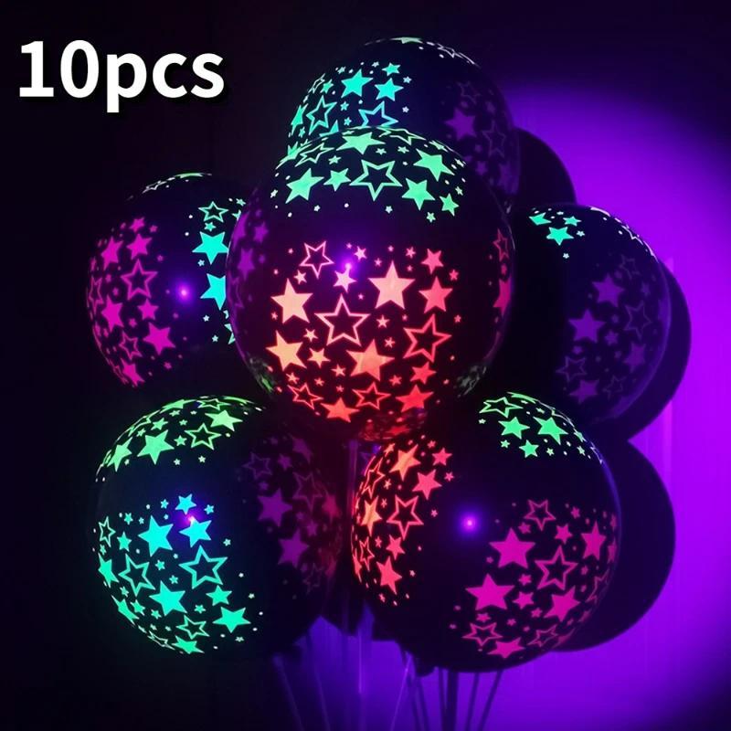 10Pcs 12Inch Fluorescent Balloons Neon Glow Latex Balloons Wedding ...