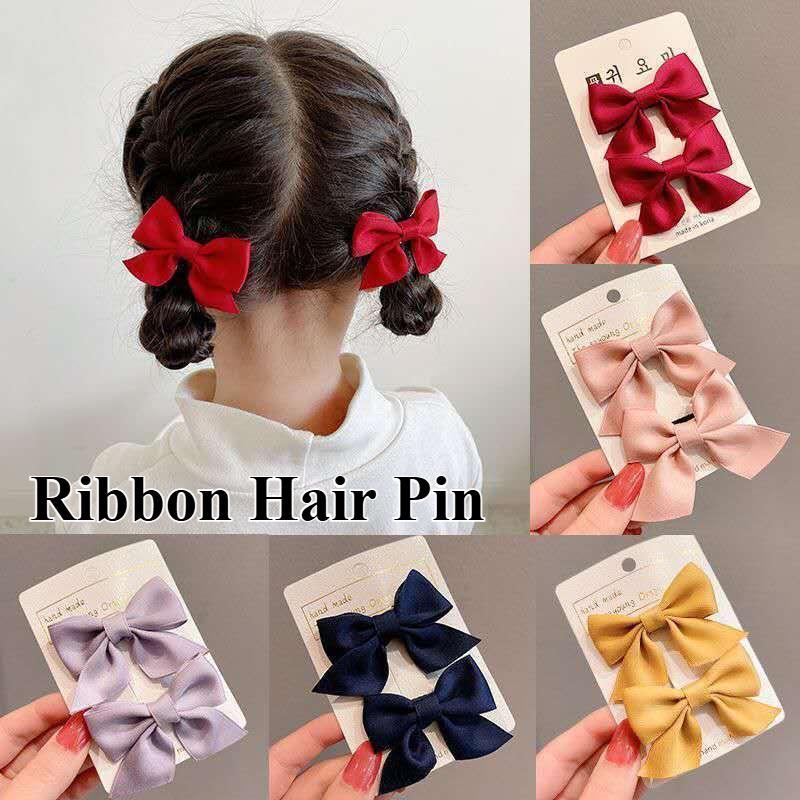 Klip Rambut Riben Comel🎀Bow Hair Pin Ribbon 1Pair Children Cute ...