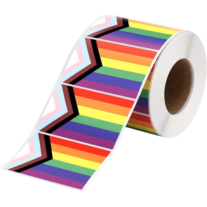 500 count Pride Stickers Roll, 2 x 1.2 Inch Progress Pride Rainbow Flag ...