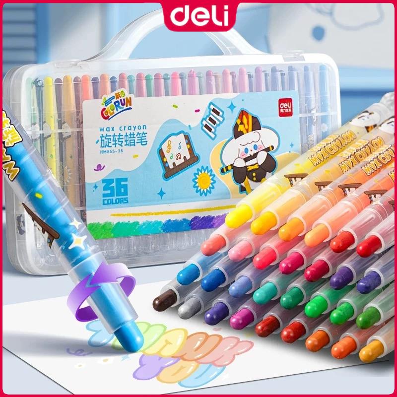 Deli 12/24/36 Colors Rotating Crayon Dot Art Round Rod Art Painting ...