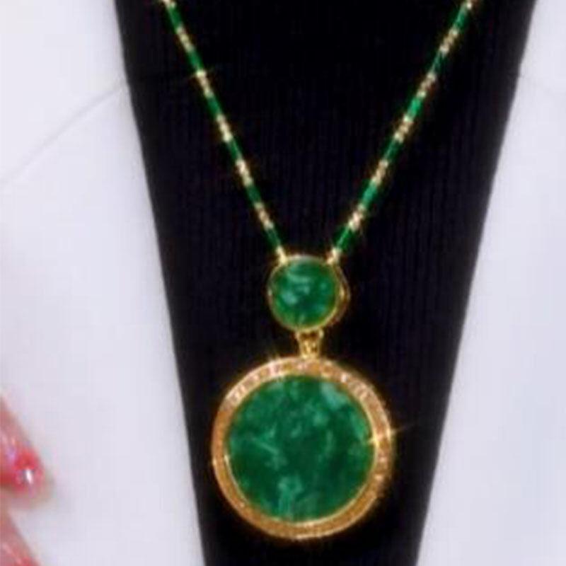 18K Gold Natural Jade Pendant Luck Safety Buckle Round Jade Pendant ...