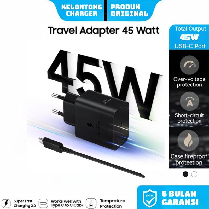 Charger SAMSNG Type C Fast Charging 45 Watt Kabel C to C Original 100% ...