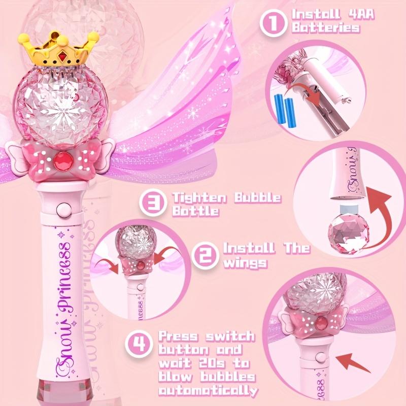 Magic Pink Princess Bubble Gun Toy with Crown and Wings-Girl Outdoor ...