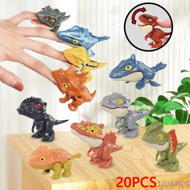 5-20PCS Novelty Plastic Finger Dinosaur Toy Multicolor Bite Finger ...