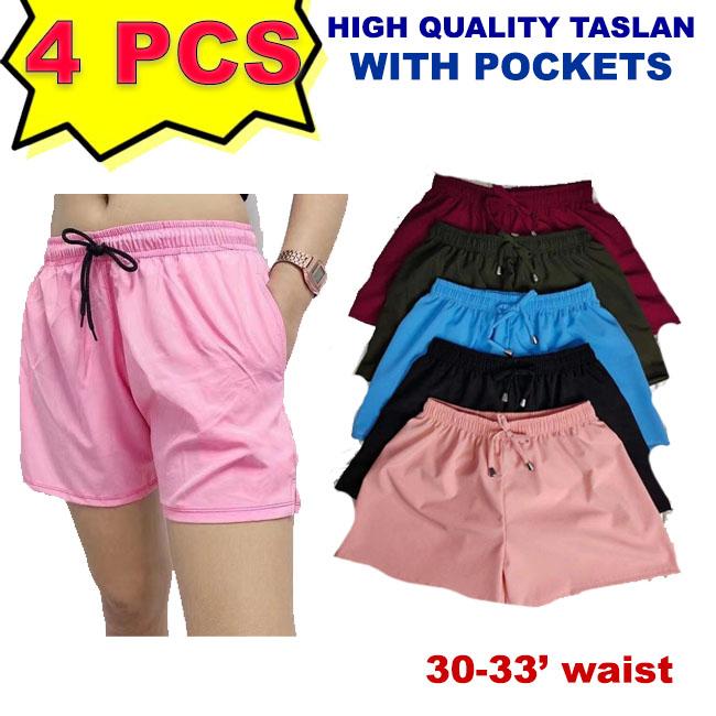 4 PCS Taslan Plain Ladies Short with Pockets Pambahay Casual - TikTok ...