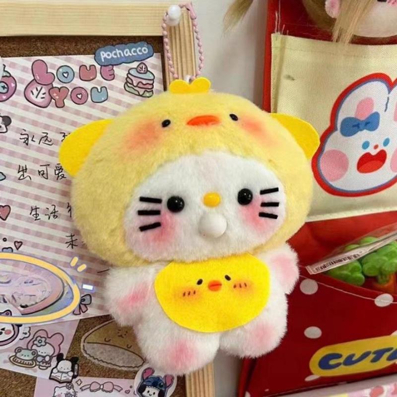 DIY Bubble Squeaking KT Cat Plush Doll Handmade Self-made Keychain ...