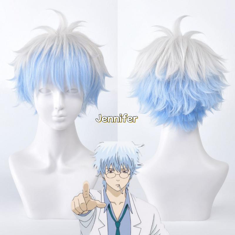 Rambut Palsu Cosplay Gintoki Sakata, Watak Anime GINTAMA, 30cm ...