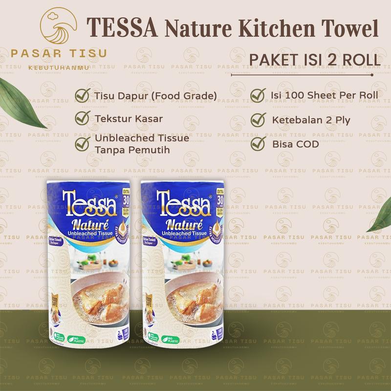 ( Paket 2 PACK ) Tissue TESSA Kitchen Nature Coklat Tisu Towel Roll Isi ...