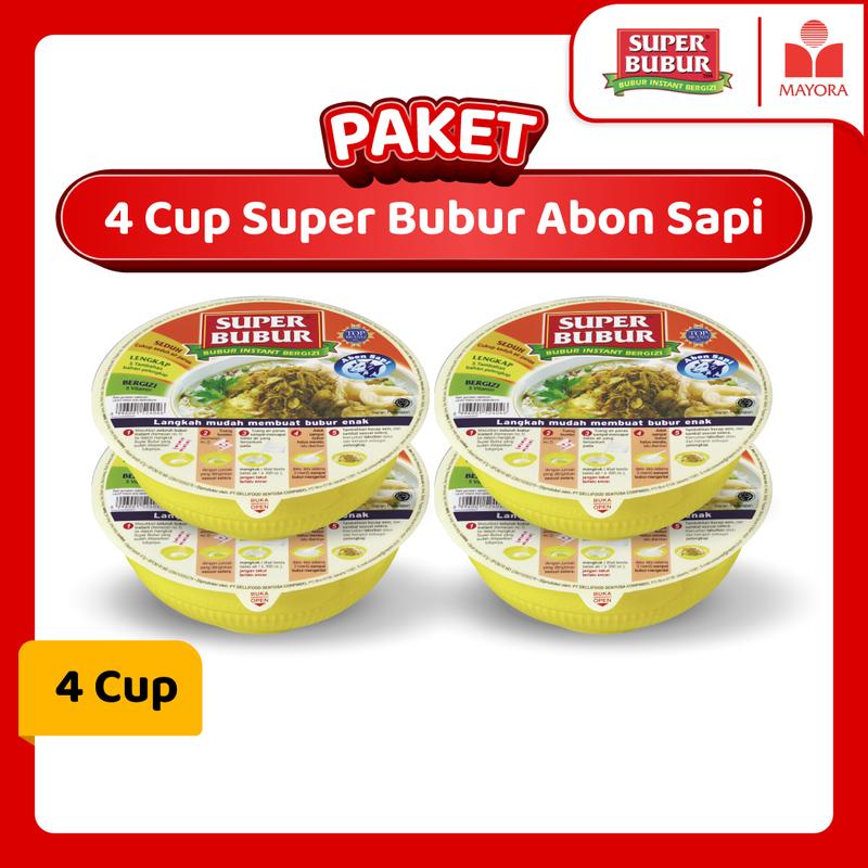 Paket 4 Cup Super Bubur Abon Sapi 67 gram - Shop | Tokopedia