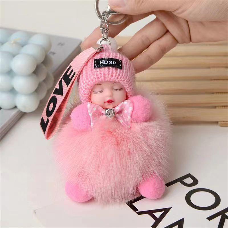 【72 style】Cartoon Sleeping Baby Keychain Cute Fluffy Plush Doll ...
