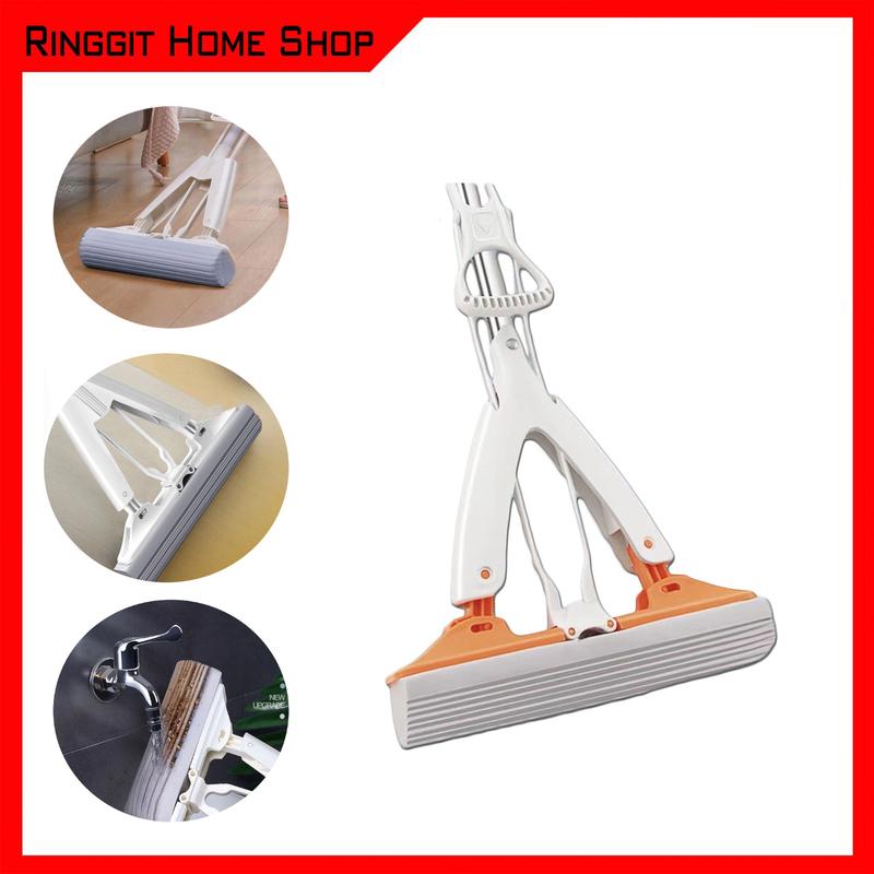 Sponge Mop Toilet & Bathroom Wipe Dry Cloth Double Roller Squeeze ...