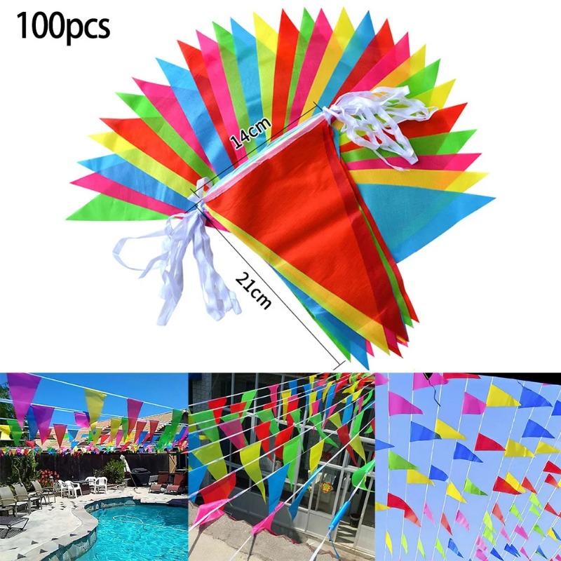 Bendera Bertali Segitiga, 1 Pek dengan 100 Bendera, Panjang 50m ...
