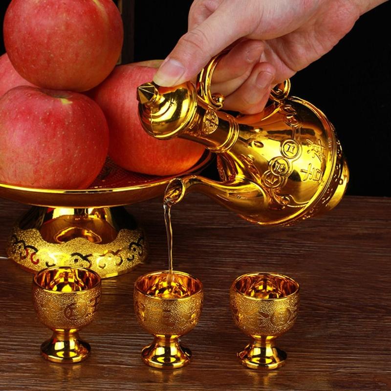 Cawan Kuil Emas Vintaj, Decanter, Hiasan Isi Rumah, Periuk Teh ...