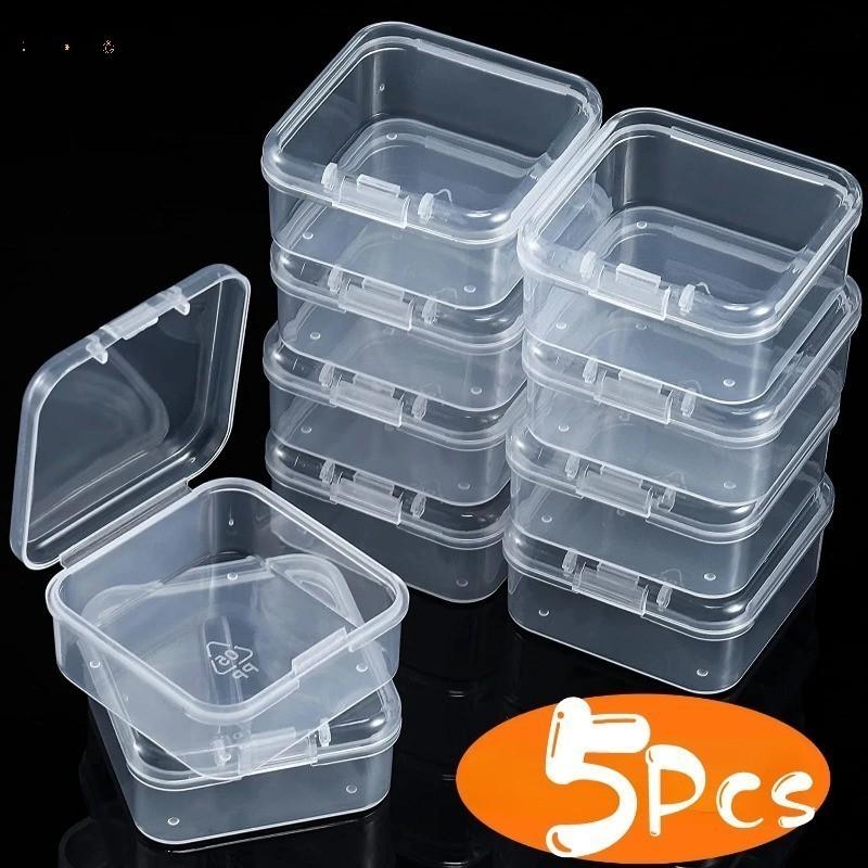 1/5Pcs 5.5x5.5x2cm Clear Plastic Square Storage Box for Earrings ...