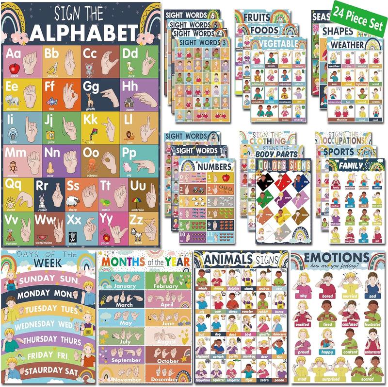 24 Boho Sign Language Posters for , Sign Language for & , ABC Sign ...