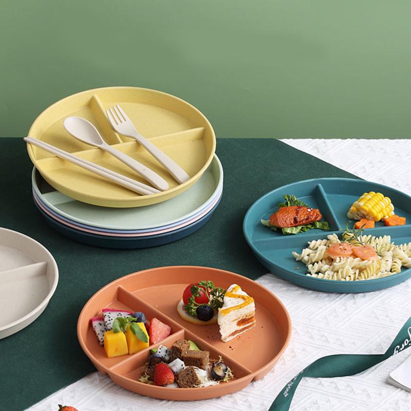 Dinner Plate Divided Plate 3 Compartment Reusable Fruit Sala - TikTok ...