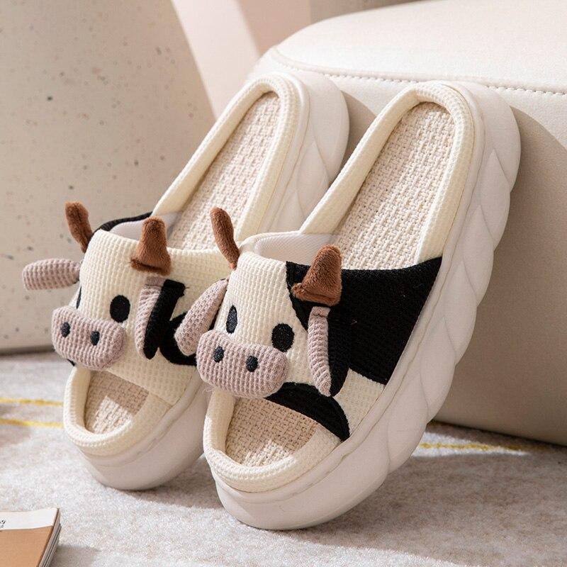 Four Seasons Cute Home Furnished Linen Slippers with Thickened - TikTok ...