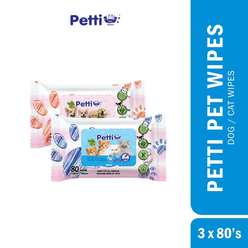 Petti Pet Wipes Cat & Dog Wet Tissue (3 x 80’s) - TikTok Shop Malaysia