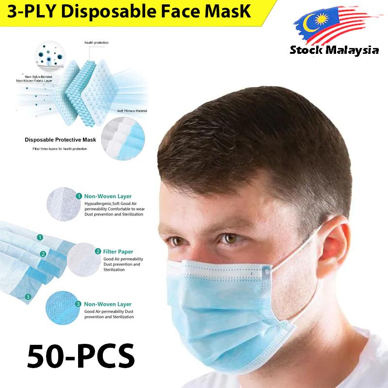 3 Ply Disposable Face Mask 1 X 50-PCS - TikTok Shop Malaysia