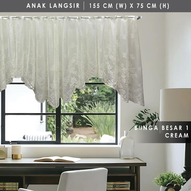 BX Anak Langsir Lace Curtain Size (W)62" x (H)29" - Blue/Grey/White ...