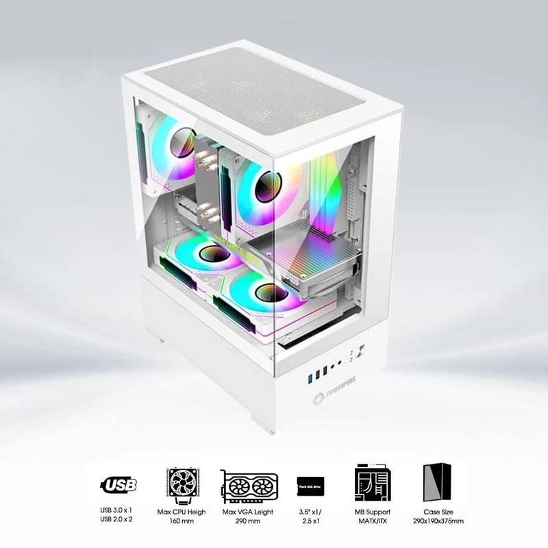 CASE MÁY TÍNH KÍNH CƯỜNG LỰC COOLERPLUS MÀU TRẮNG pc cá bể thùng ...