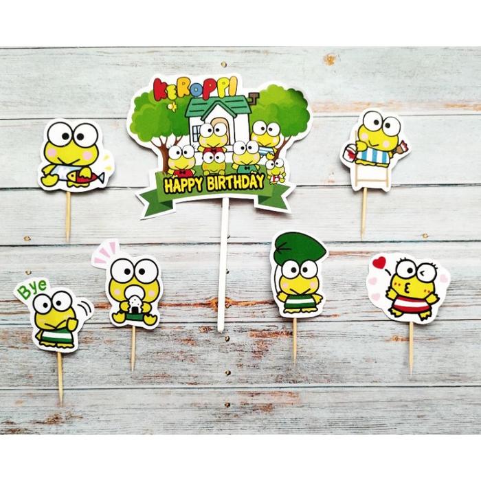 Jual isi 7 cake topper hiasan kue ulang tahun karakter Kero Keroppi ...