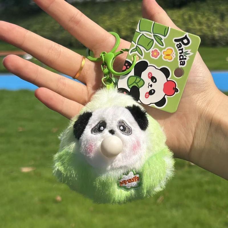 Creative New Bubble Blowing Panda Pendant Plush Key Chain Boutique ...