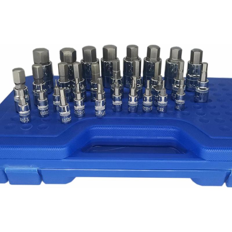 TikTok Shop Master Hex Bit Socket Set Allen Wrench Bit Kit Hex Key for Ratchet Socket Tool SAE and Metric Set 3 8 1 4 1 2 Drive Socket Set 34 Piece