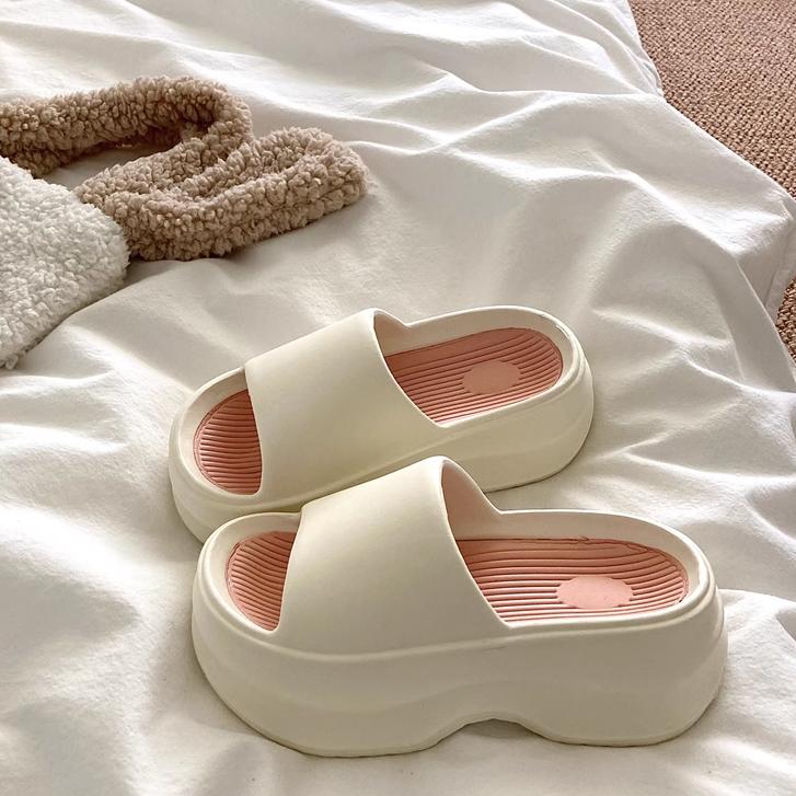 Super Slimming High ~! Milk Tea Color Platform Slippers Women's ...
