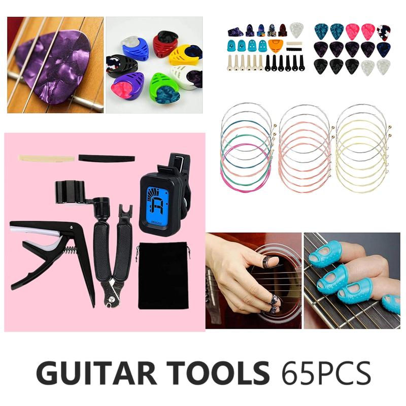Guitar Tool 65Pcs Set Changing Kit Strings Pick Capo Winder&Cutter ...