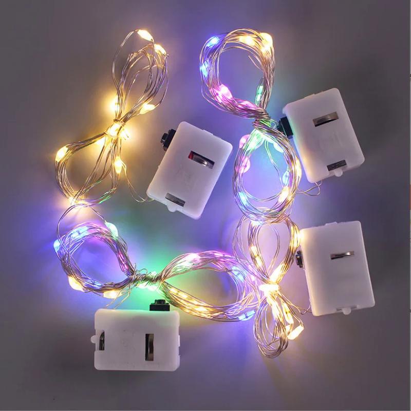 LED Copper Wire String Light 3-Function Flashing Mode Button Battery ...