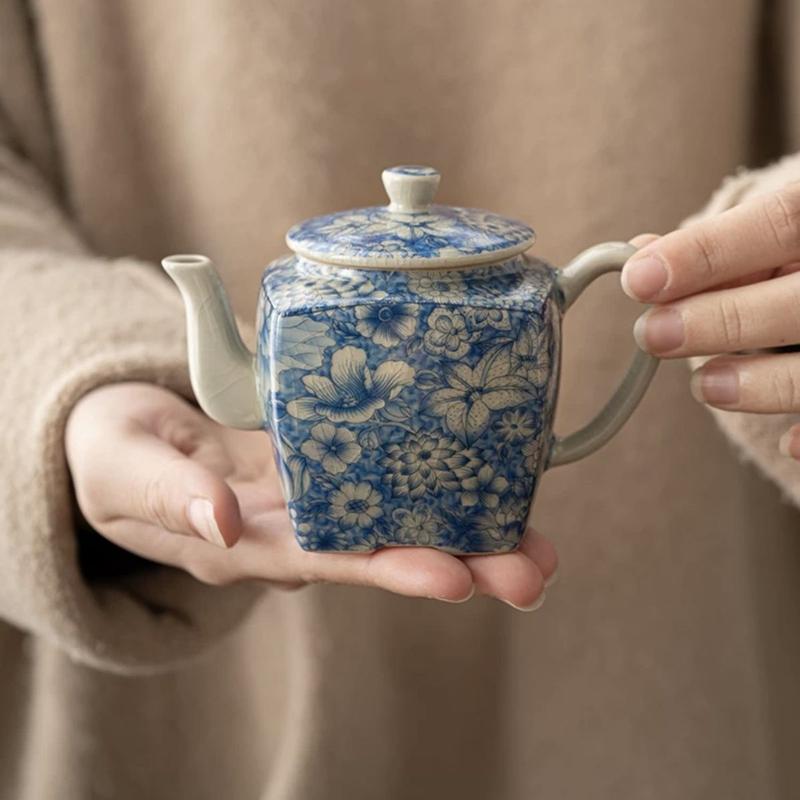 Blue and White Square Teapot Single Teapot Handmade Househol - TikTok ...