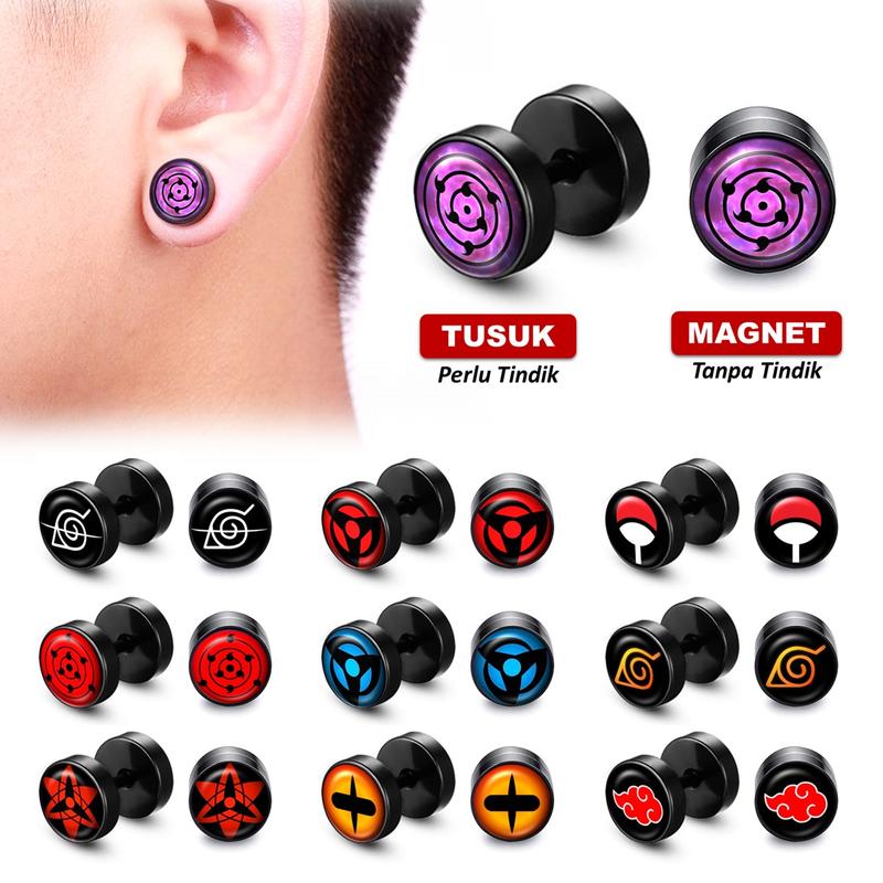1Buah Anting Magnet Anime Naruto Mata Sharingan Rinnegan Jepit - Shop ...