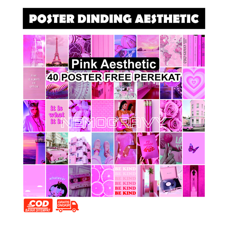 Poster Dinding Kamar Aesthetic PINK Series 40 poster - Shop | Tokopedia