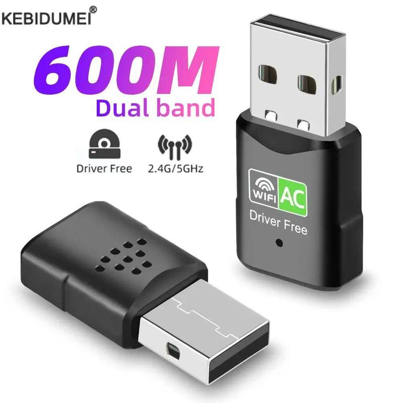 Penyesuai WiFi USB, 600Mbps, Dwi-Jalur 2.4G dan 5Ghz, Kad Rangkaian ...