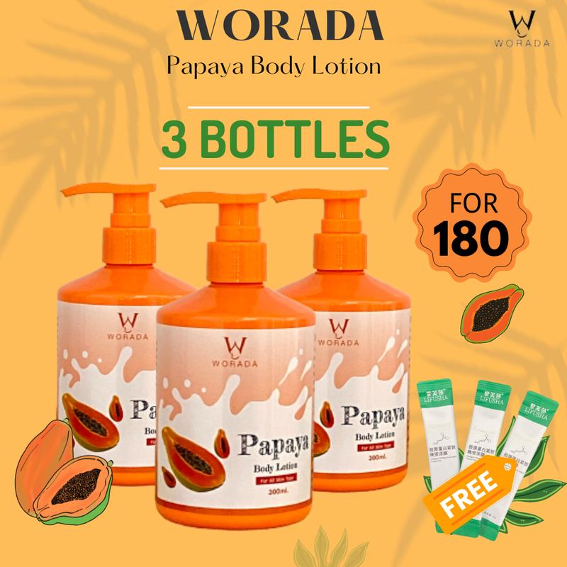 3 BOTTLE WORADA Whitens In 7 Day Papaya Lotion Gluta Acid An - TikTok ...