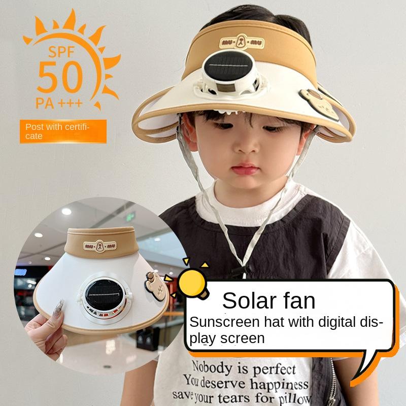 Children's hats with fans, solar rechargeable, large brim for boys and girls, sun protection and ...
