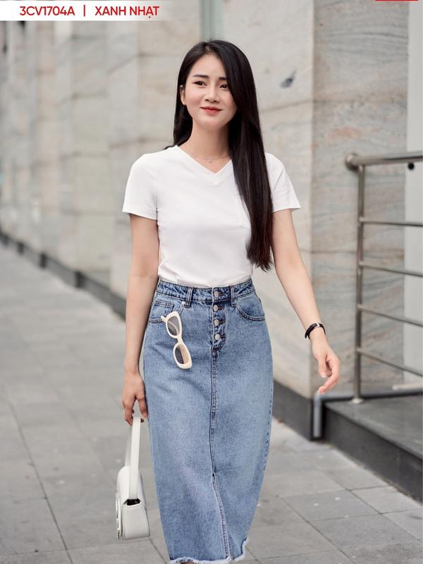 Áo thun nữ CARDINA chất liệu cotton cổ tim thoáng mát Wome 4ATC03 ...